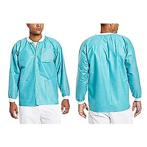 ValuMax 3530TEXS Easy Breathe Cool and Strong, No-Wrinkle, Professional Disposable SMS Hip Length Jacket, Teal, XS, Pack of 10