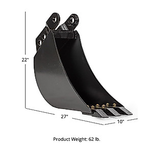 Titan Attachments 10" Front Hoe & Backhoe Bucket, Strong Replaceable Carbon Steel Teeth, Hydraulic Tilt Bucket, Excavator Attachment for Front Hoe & Backhoe Excavators, Skid Steer & Loader Accessory