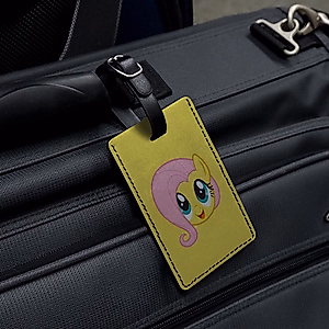 My Little Pony Fluttershy Face Rectangle Leather Luggage Card Carry-On ID Tag