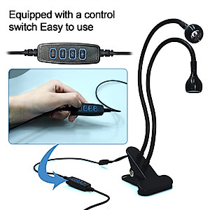 EUGOBRTEN 3W 395NM USB LED Black Light with Clamp, Flexible 360 Degree Gooseneck, Portable Adjustable Purple Lamp for Fluorescent Pattern, Background Light