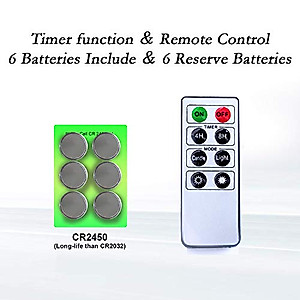 Homemory 400+ Hours 6 Pack Flameless LED Votive Candles with Timer, Battery Operated and Remote Control, Flickering Tea Lights 1.5x1.7 inches Wedding, Thanksgiving, Halloween, Table(6 Extra Batteries)