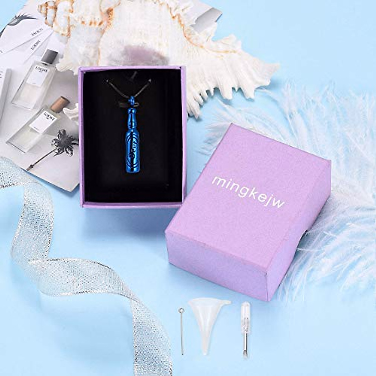 mingkejw Cremation Jewelry for Ashes for Human Beer Bottle Pendants Necklace for Ashes for Men Jewelry Keepsake Memorial Urn Necklace for Women pet