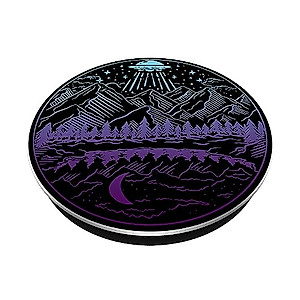 Galaxy UFO Abduction Space Astronaut Nature Lake Moon Alien PopSockets Standard PopGrip