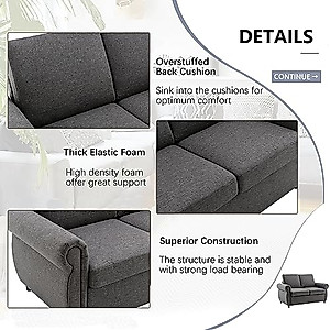 Gagawin Pull Out Sofa Bed, 2-in-1 Convertible Sleeper Sofa with Folding Foam Mattress, Linen Upholstery Sleeper Loveseat Couch with Pull Out Bed for Guest Room Living Room Bedroom (Gray)