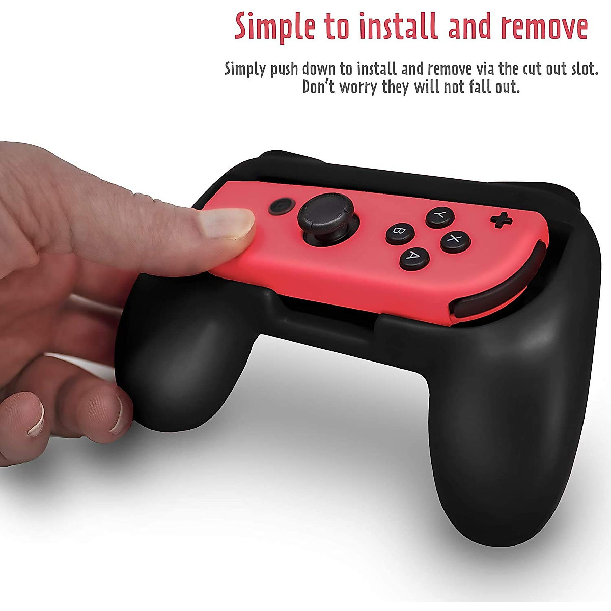 EIMGO Controller Grip for Nintendo Switch Joy-Con, Wear-Resistant Handheld Joystick Remote Handle Compatible with Switch, 2 Pack (Black)