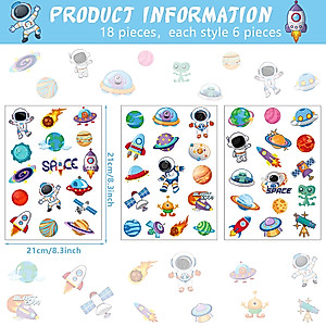Maitys 288 Pcs Space Themed Party Temporary Tattoos Include Alien Planet Rocket ship Tattoos Stickers for Kids Astronaut Favors Goodie Bag Stuffers Space Themed Birthday Supplies 48 Styles