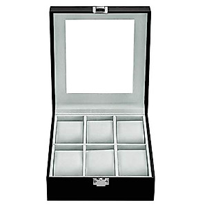 Oyydecor Watch Box 6 Slots PU Leather Case Organizer Wooden Storage Organizer for Storage and Display Men's & Women's Gift Business