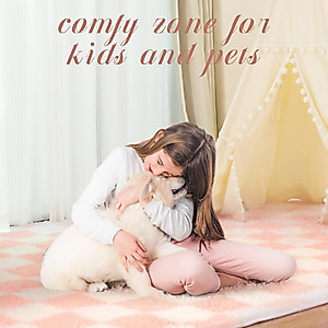 Super Soft Rug for Bedroom, 5x7 Ft Pink and White Area Rug Classic Checkered Shaggy Rug Anti-Skid High Pile Soft Fluffy Rug Fuzzy Carpet for Living Room Bedroom Kids Room Nursery, Dorm Home Decor