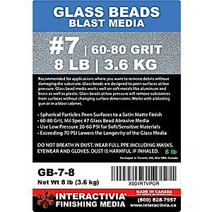 #7 Glass Beads - 8 lb or 3.6 kg - Sand Blasting Abrasive Media (Medium) 60-80 Mesh or Grit