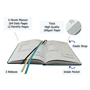 Gazelle Planner - Guided Daily Planning to Improve Organization, Time Management & Success. Daily, Monthly & Weekly Goals, 6 x 9 inches, 6 Month UNDATED Planner (Black)