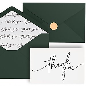 Goefun 144 Thank You Cards with Envelopes Bulk Pack 4×6 Green Blank Thank You Notes, Elegant Designs for Wedding, Baby Shower, Bridal Shower, Small Business, Graduation and Funeral
