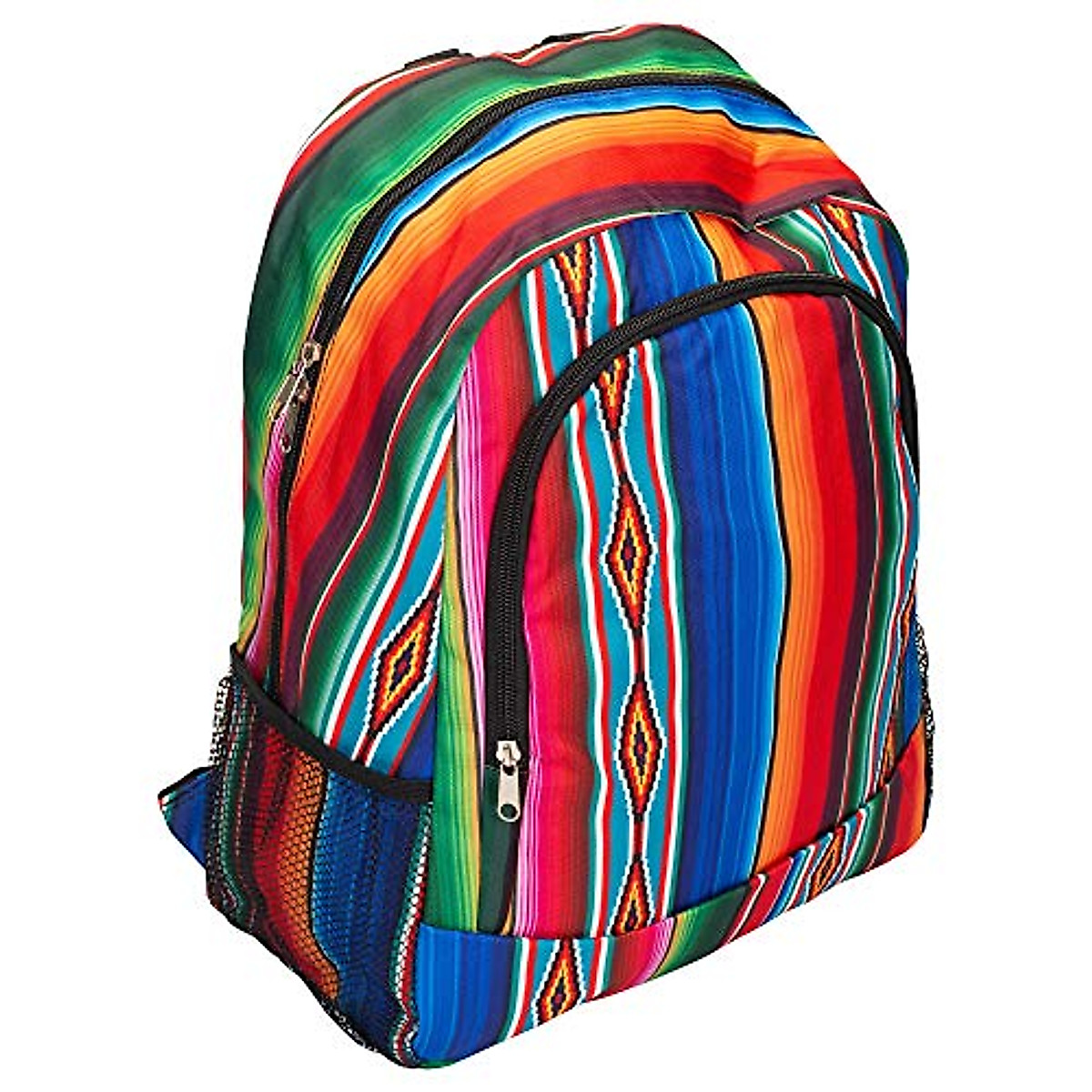 Serape Patterned 14 x 17 Inch Large Microfiber Zipper Padded Backpack