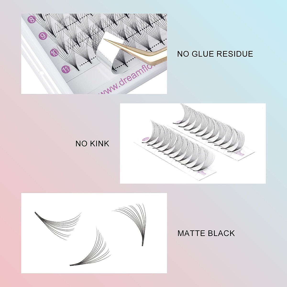 12 Colors Lash Extensions 10D DF Premade Fans Eyelash Extensions 14mm D Curly Color Lashes Volume Lash Extensions（color-10D-0.07D-14mm）