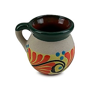FFX Artesania Mexican Terracotta Coffee Mugs 1 PACK Clay Cups Tazas Para Cafe de Barro Artisan Made EACH MUG UNIQUE Hand Painted Terracotta Cocktail Glasses Tea Decor