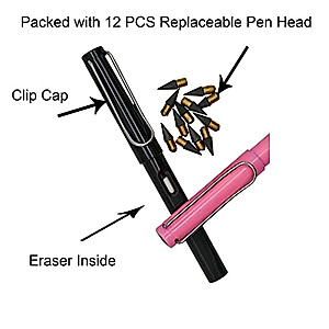 Lopenle 6pcs Eternal Pencils Inkless Pen With 12PCS Replaceable Refills Technology Unlimited Writing Magic Pencil For School Office Professional Use