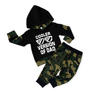 Viworld Baby Boy Pant Outfits Cooler Version of Dad Hoodie Camouflage Pants 2Pcs Casual Clothes(Black,18-24M)