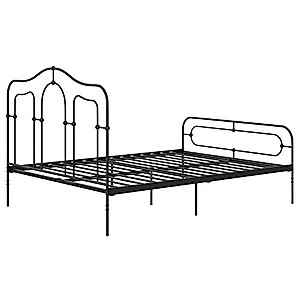 Mr. Kate Primrose Metal Bed with Secured Slats, Headboard and Footboard, Queen Size Frame, Black