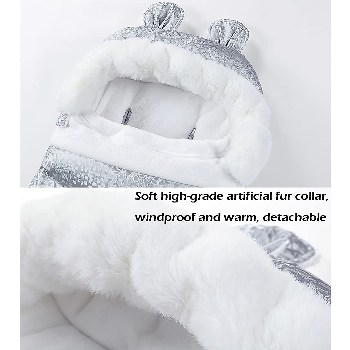 Pram Footmuff,Stroller Padded Footmuff Cover Cosy Toes,Baby Winter Foot Cover,Warmth,Windproof, Waterproof, Cold Resistant, Washable (Silver)