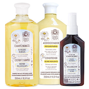Camomila Intea Kids 3-In-1 Hair Lightener Kit - Blonder Lightening Set with Chamomile Extract - Lotion, Shampoo and Conditioner