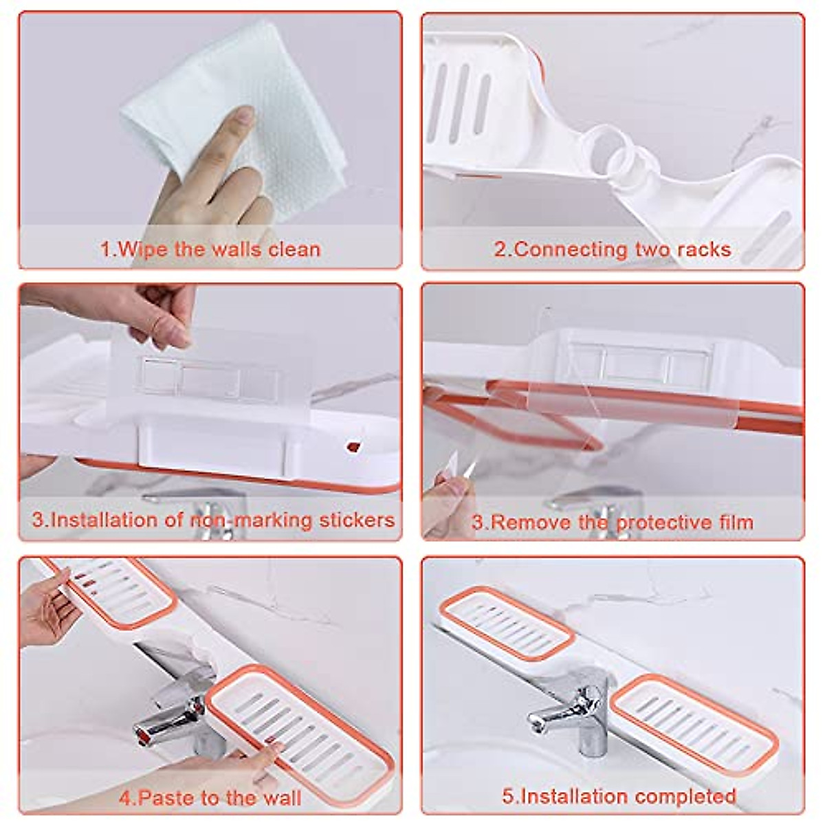 Foldable Corner Shower Caddy, No Drilling Self Adhesive Shower Organizer, Wall Mounted Bath Shelf, Shower Storage Rack for Bathroom, Kitchen, Living Room (Grey)