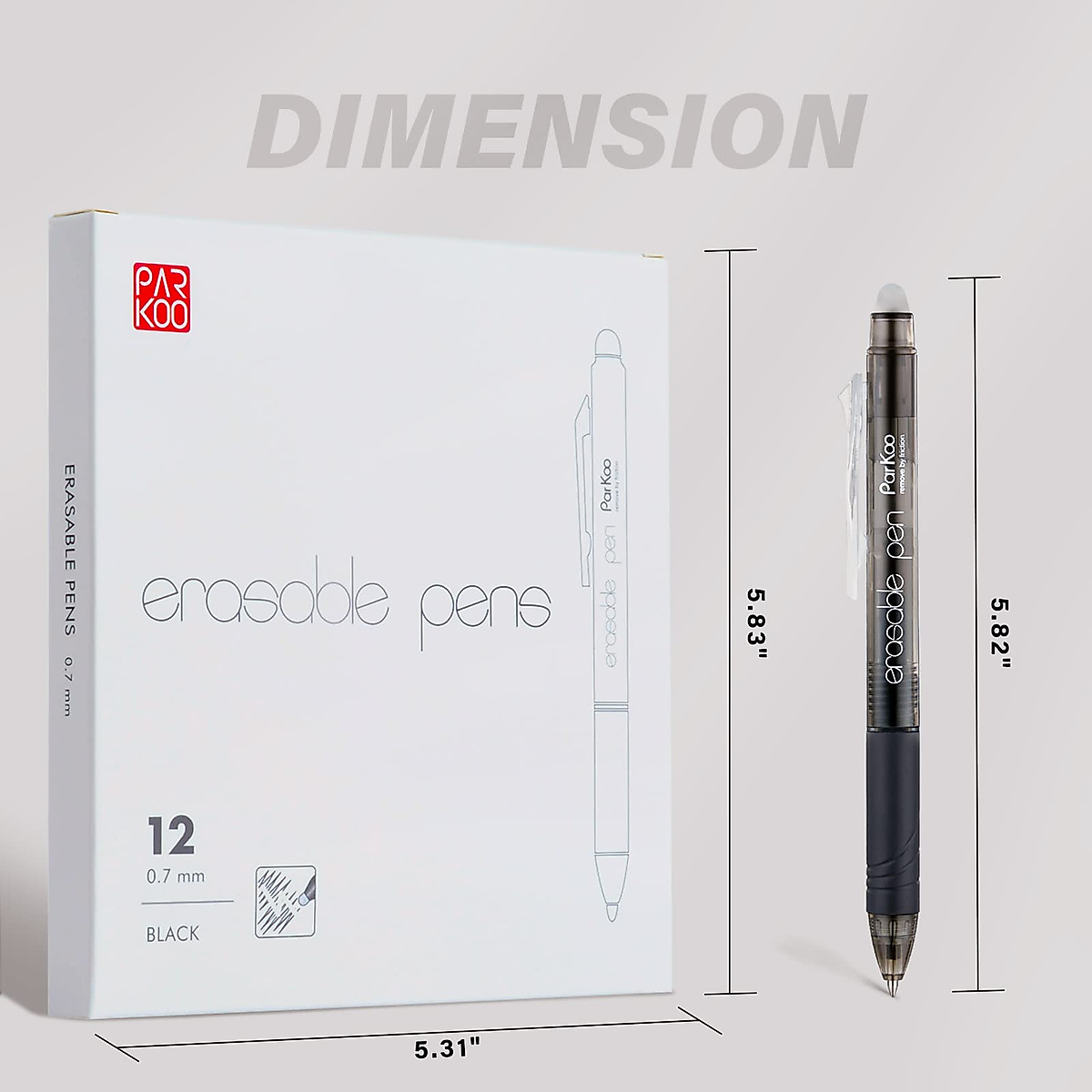 ParKoo Retractable Erasable Gel Pens Clicker Fine Point 0.7 mm, No Need for White Out, Black Ink for Completing Sudoku and Crossword Puzzles, 12-pack