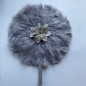Msbfea Design African Feather Big Fan Ladies Wedding Feather Hand Feather Fans for Bride Double Side Feather Nigerian Feather Color 846