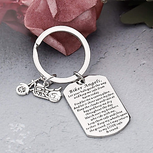 WSNANG Biker Gift Motorcycle Gift Biker Angels Let Your Halo Guide The Way And Keep Me Safe From Harm Biker Prayer Keychain (Biker Angels DT)