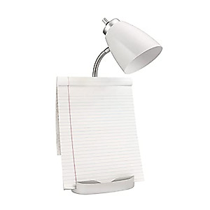 Limelights LD1056-WHT Gooseneck Organizer Desk Lamp with Ipad Tablet Stand Book Holder and USB Port, 18.5" x 6.5" x 7", White