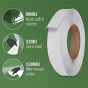 M-D Building Products 75929 2.5-Inch x 120-Feet Dry Back Vinyl Wall Base, Flexible Dry Back Vinyl Trim with Toe - Easy Install Molding Trim for Floors, Baseboards, Bulk Roll, White
