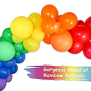 Rainbow Balloon Arch Kit, JOGAMS 126 Pack Colorful Balloon Garland, 5/12/18 Inch Assorted Color Balloons Set for Birthday Party Wedding Anniversary Baby Shower Party Decorations