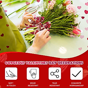 2 Roll 20 Yards Glitter Hearts Wired Edge Burlap Ribbon Valentine Ribbon Valentine's Day Wired Ribbon for DIY Gift Wrapping Wreath Crafts Decoration, 2.5 Inch (Black, Red, Pink)