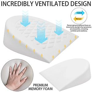 HUWLUIWA Pregnancy Wedge Pillow for Sleeping, Maternity Wedge Pillow for Back Support, Memory Foam Wedge Pillow for Side Sleeping & Belly Support Grey