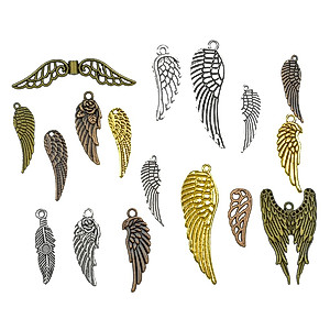 100 Grams Assorted Feather And Wing Punk Steampunk Charm Pendant Connector for DIY Necklace Bracelet Jewelry Making Findings