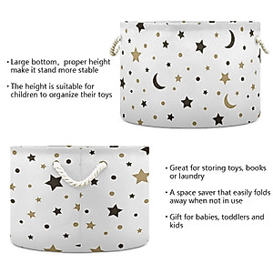 ALAZA Stars Moon Polka Dot Storage Basket Gift Baskets Large Collapsible Laundry Hamper with Handle, 20x20x14 in, Multi (B06D20005)