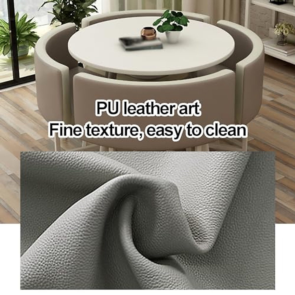 Round Dining Table And Chair Set,Round Dining Table And Upholstered Chairs For Four Person,Table Office Conference Table,Balcony Table,Office Conference 80cm,Bedroom Cafe Hotel Corridor Apartment ( Co