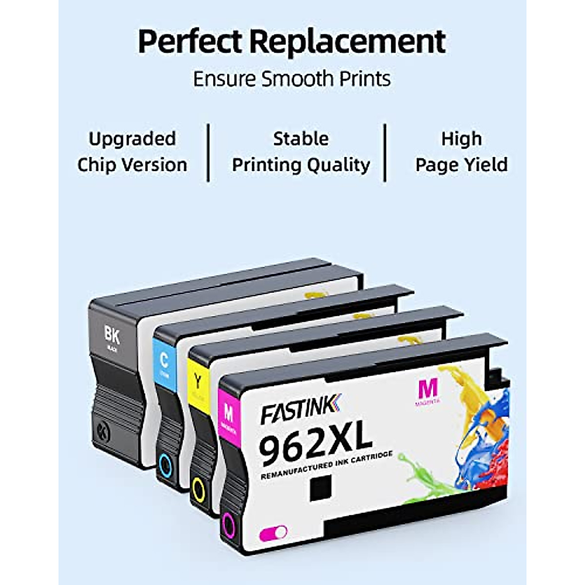 FASTINK Compatible 962XL Ink Cartridges Combo Pack,with Updated Chip,High Yield,Replacement for HP 962XL 962 XL,Works with HP OfficeJet Pro 9010 9015 9015e 9018 9018e 9025 9025e Printer