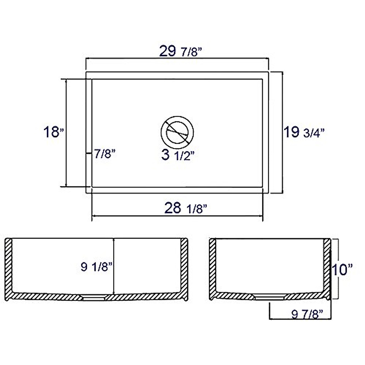 ALFI brand AB510 30-Inch Contemporary Smooth Fireclay Farmhouse Kitchen Sink, White