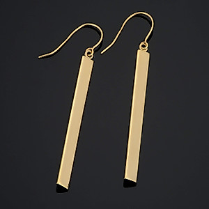 KoolJewelry 14k Yellow Gold High Polish Bar Drop Earrings (4 mm wide x 41 mm long)
