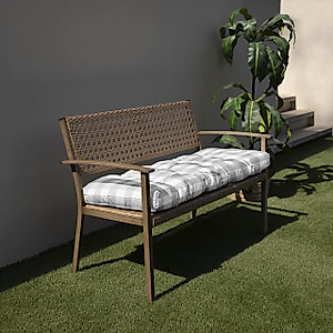 Sorra Home Plaid Bench Cushion, 37 in x 17 in x 2 in, Anderson Sea Salt