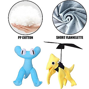 Lesome Rainbow Friends Plush Cyan Plush, Lookies Plush Yellow Rainbow Friends Chapter 2 Great Choice for Graduation Gift Children's Day Gift Doors Plush Party Favors (A-Cyan+Yellow)