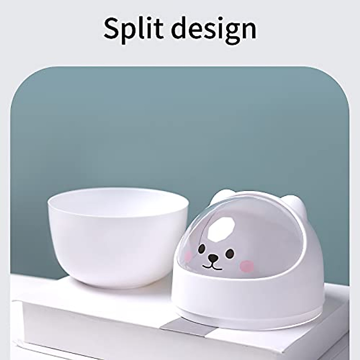 Mini Desk Trash Can, Cute Bear Shape Trash Can, Wastebasket 4 L Capacity Cartoon Desktop Trash Can with Lid Garbage Container Bin Small Garbage can with for Bathroom Kitchen Office Dorm