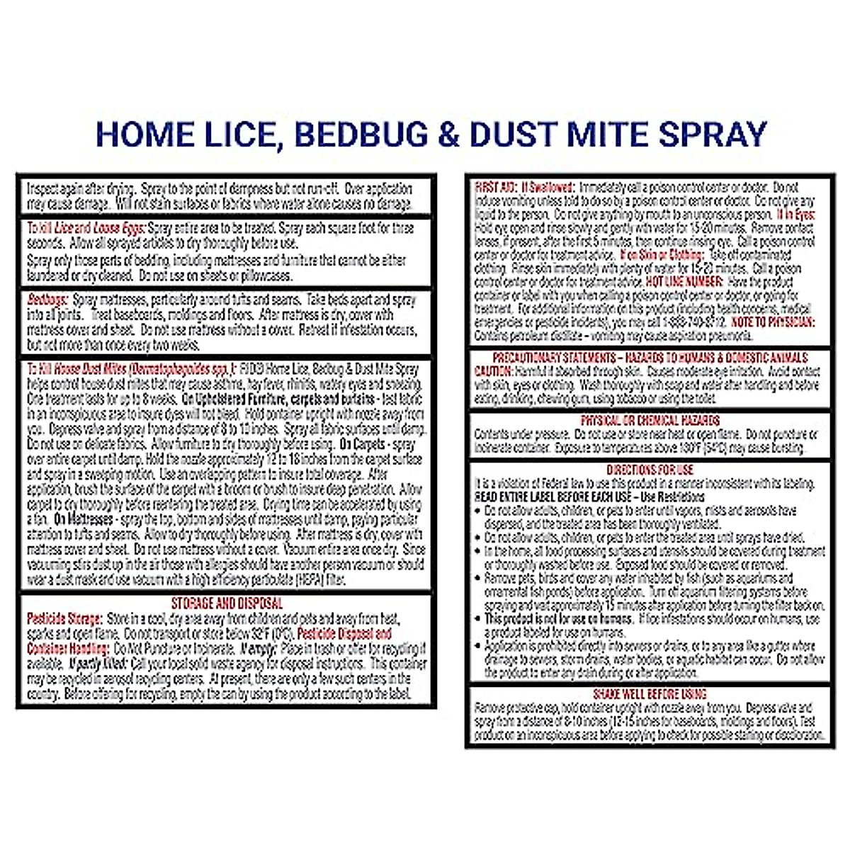 Rid Home Lice Bed Bug Dust Mite Spray Home Treatment Spray With Permethrin Kills Lice and Lice Eggs on Mattresses Furniture Car Interiors and Other Nonwashable Items Spray Can , 5 Ounce