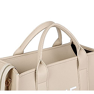 CACYTILT The Tote Bag for Women 13 * 11 * 6 inch PU Leather Large Tote Bags with Zipper Fashion Design Handbag for Daily Use School Work (Brown)