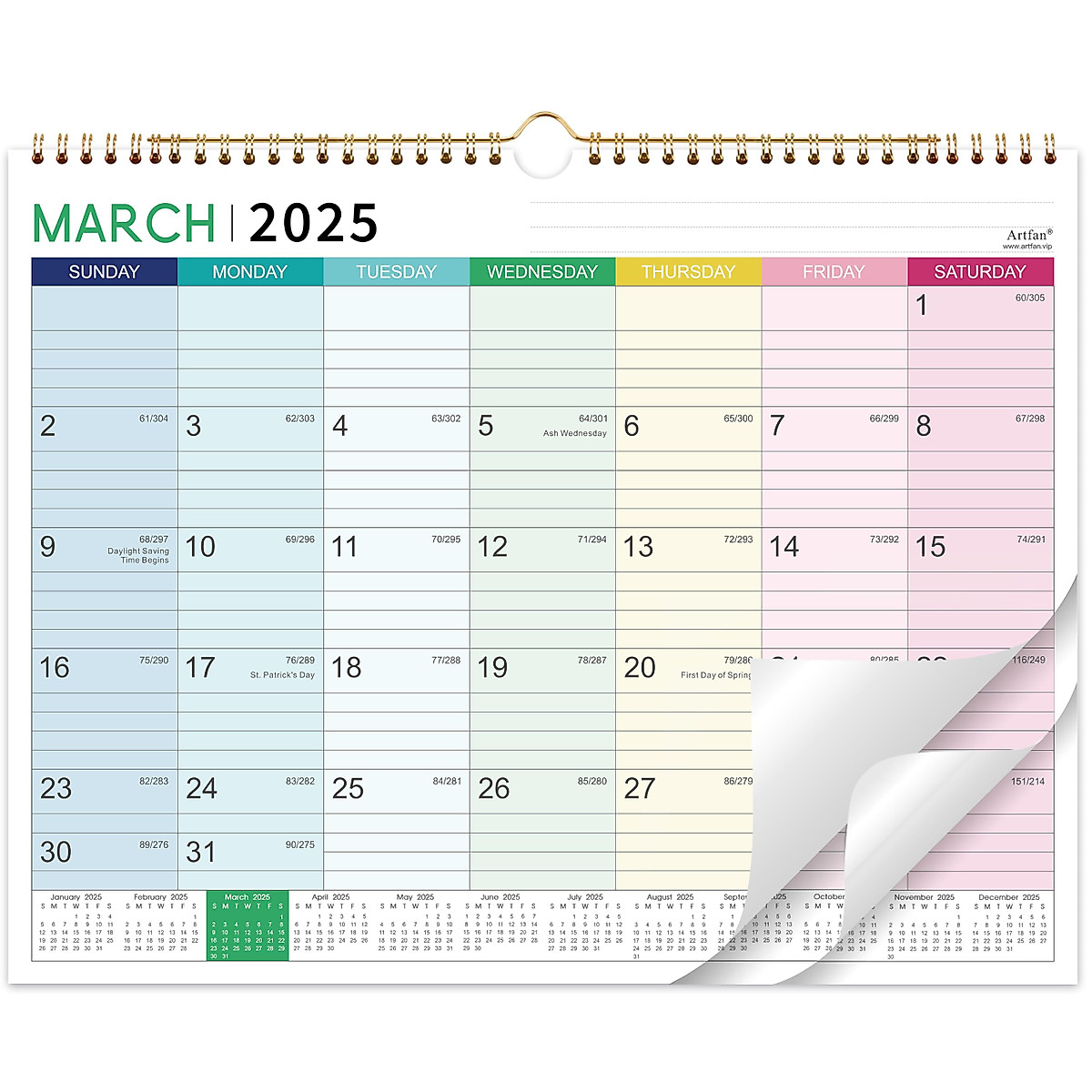 2025-2026 Calendar - Wall Calendar 2025-2026, March 2025 - August 2026, 18 Monthly Calendar with Thick Paper, 15" x 11.5", Hanging Hook - Colorful Lump