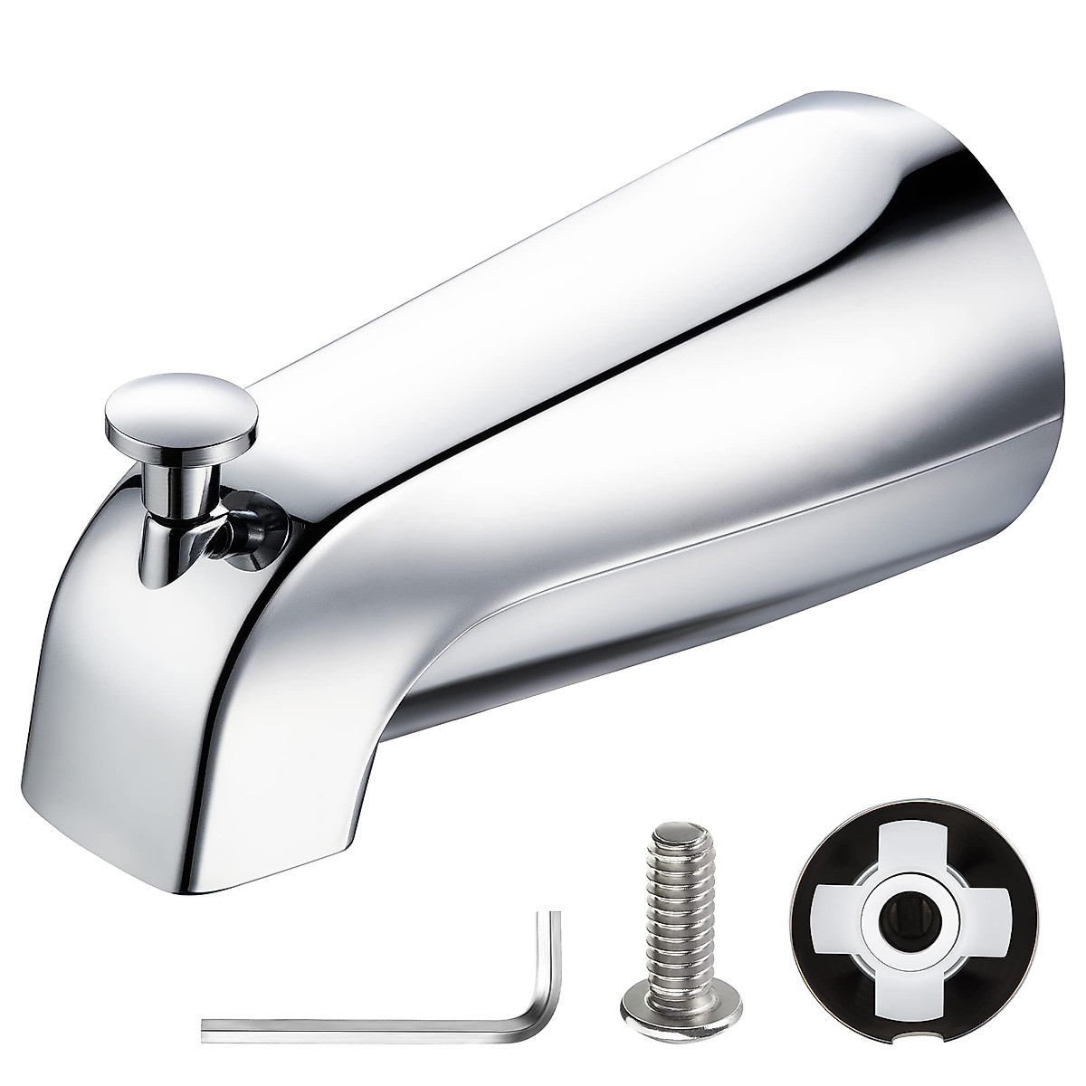 1 Pack Slip on Tub Spout with Diverter, Compatible with American Standard 8888026.002 Tub Spout, Bathroom Bathtub Faucet, Fits 1/2" Copper Water Tube(5/8" Diameter), Polished Chrome, 5/32" Hex Wrench
