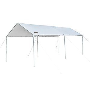 VINGLI 10X20 Upgraded Carport Canopy Tent for Car Heavy Duty, Waterproof Panels Garage Vehicle Sunshine Boat Shelter, Outdoor Car Port Party Tent Garden, White