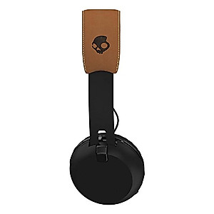 Skullcandy Grind Bluetooth Wireless On-Ear Headphones with Built-In Mic and Remote, 12-Hour Rechargeable Battery, Supreme Sound Audio, Plush Ear Pillows for Comfort, Black/Tan