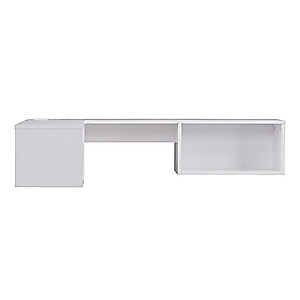 SEI Furniture Flynn Floating Wall Mount Corner Desk - Storage Cubbies - Pure White Finish