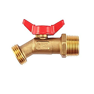 LitOrange 1 PCS Heavy Duty Brass Hose 90 Degree Elbow Stop Valve Hose Bibb Boiler Drain 3/4" Male NPT Inlet ×3/4" Male GHT Threaded Garden Hose Connector Adapter Water Shut-Off Valve Faucet