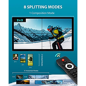 Spolehli 4K UHD Video Wall Controller 2x2, Video Wall Processor with 8 Splicing Modes Display @60hz, 180 Degree Rotate, Multi-Screen Splicing TV Wall Controller 1x2, 1x3, 1x4, 2x1, 3x1, 4x1